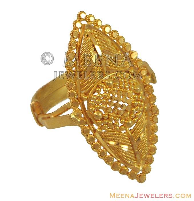 Indian Filigree Gold Ring - RiLg9765 - Indian Filigree Gold Ring (22 Karat)