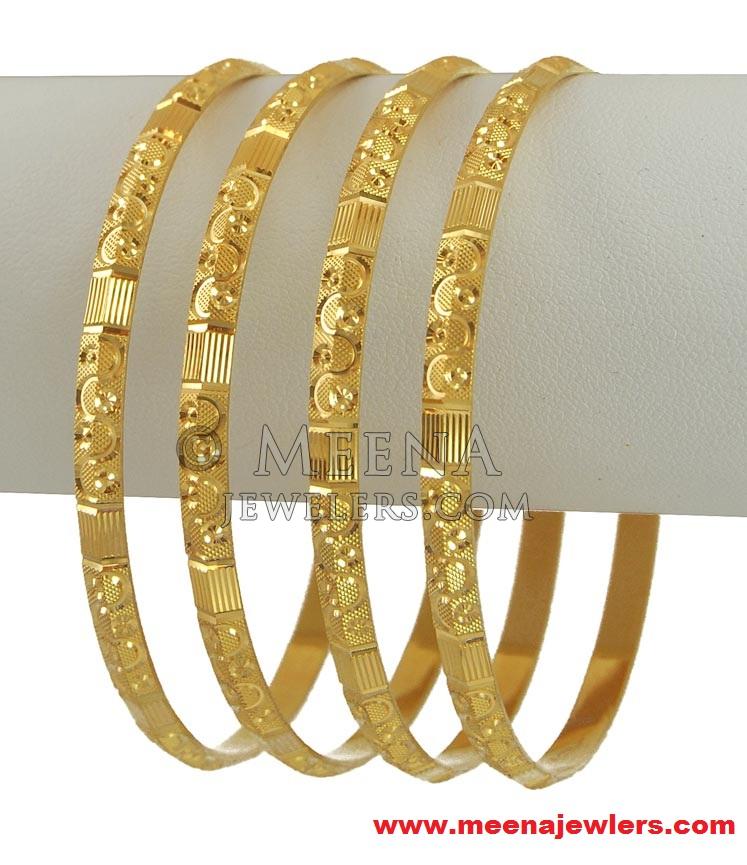 Machine Cut Bangles in 22k gold - BaSt11551 - Machine Cut Bangles in ...