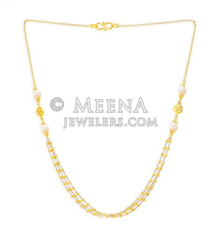 22KT Gold Three Layered Chain - chfc23571 - US$ 2,471 - 22KT Gold Three ...
