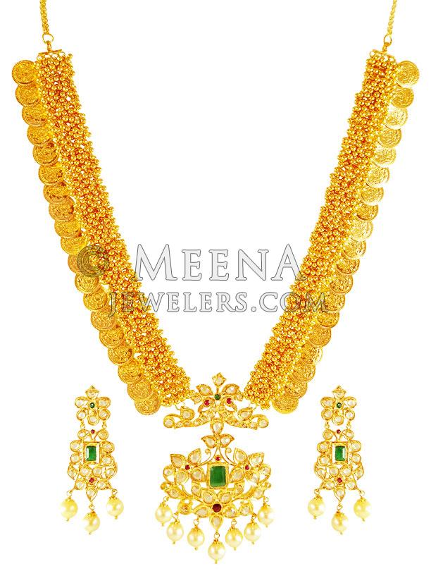 Gold Traditional Kasu Mala (Set) - StGo19955 - 22kt Gold Kasu Mala Set ...