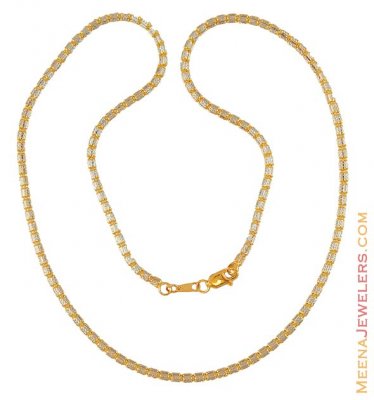 Two tone fancy chain (22k Gold) - ChFc6839 - 22k Gold fancy two tone ...
