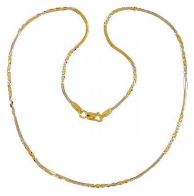 Two Tone Gold Chain (14 Inch) - ChPl8523 - 22K Gold two-tone Fancy ...