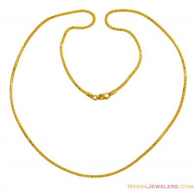 22K Solid Gold Plain Chain (20 in) - chpl13891 - 22K Fancy Gold Plain ...