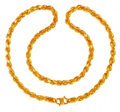 22 Karat Gold Rope Chain (24 Inch) - ChPl21498 - 22K Gold 24 Inches ...