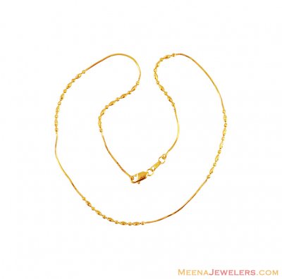 Gold Rice Balls Chain (16 Inch) - chfc15737 - 22Kt Gold Chain designed ...