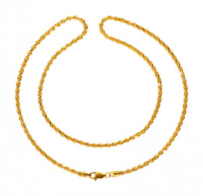 22K Gold Two Tone Rope Chain - ChFc22999 - 22Kt Gold Fancy two tone ...