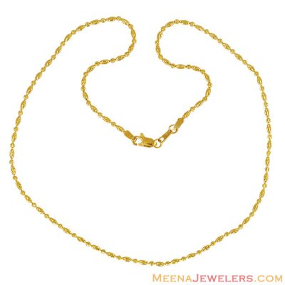 22k Gold Rice Chain (18 inches) - ChFc11892 - 22k yellow gold designer ...