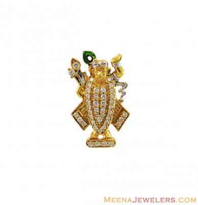 22k Lord Shinathji Pendant - PeKr12485 - 22k Gold religious Krishna ...