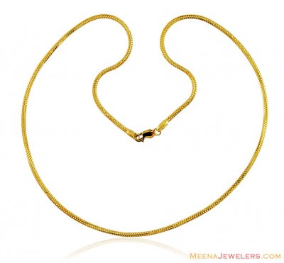Snake Style Chain 22k Gold 18 in - ChPl15350 - 22K Gold Chain designed ...