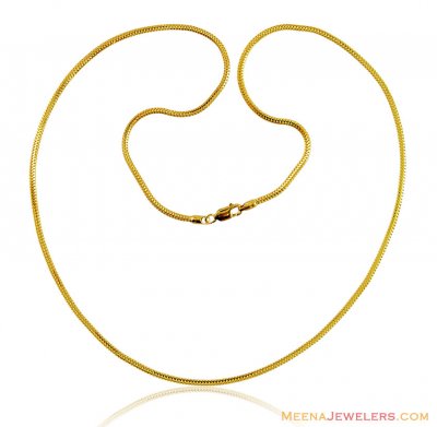 22k Gold Snake Type Chain - chpl15356 - 22K Gold Fancy Thick Chain ...