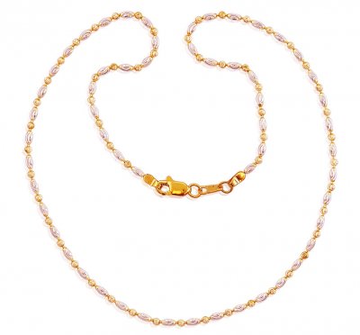 22k Rice Balls Chain Two Tone - chfc18679 - 22K Gold chain for ladies ...