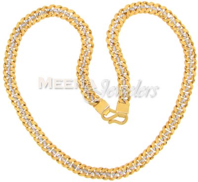 22 Kt Gold Men's Two Tone Chain - ChMe560 - 22 Kt Gold Men's Two Tone Chain