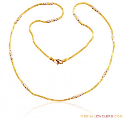 2 Tone Fancy Gold Fancy Chain 22k - chfc15478 - 22K Gold chain teemed ...
