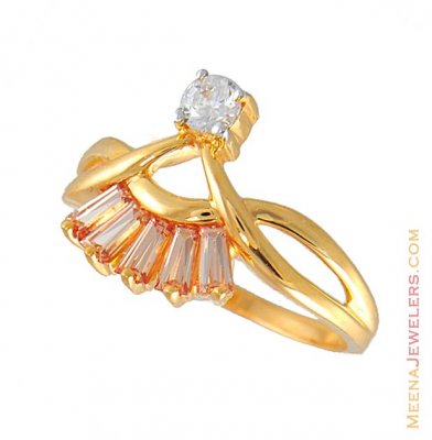 Signity Ring With Color Cz - RiLg4959 - 22kt Gold signity ring with ...