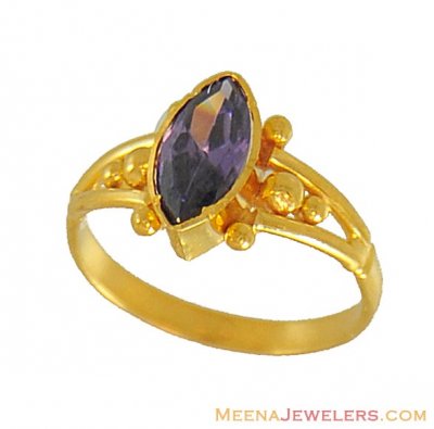 Gold Colored Stone Kids Ring - bjRi7299 - 22k gold baby ring with ...