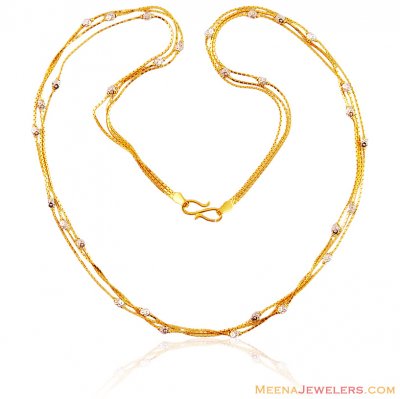 Fancy Ladies Gold Balls 22k Chain - chfc15494 - 22K Gold Ladies Long ...