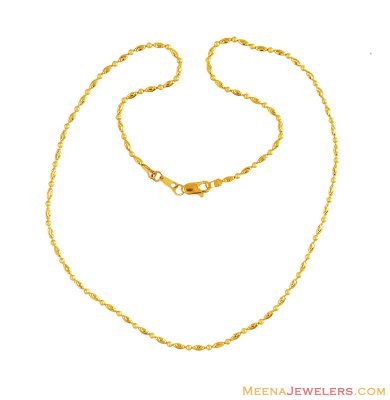 22k Fancy Rice Chain (18 Inch) - ChFc12703 - 22Kt yellow Gold fancy ...
