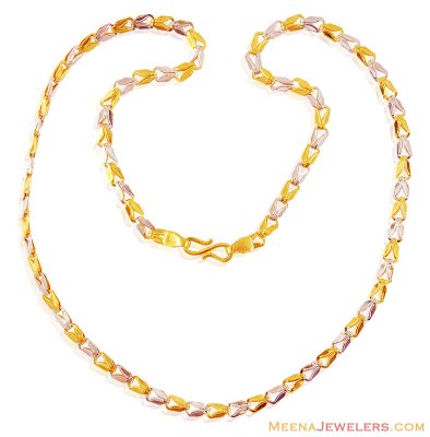 Fancy 22K Chain in Two Tone Finish - chfc16359 - 22K Gold Ladies Fancy ...