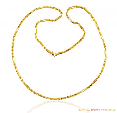 Mens Gold Rope Chain 22in 22k - chpl15342 - 22k Mens Thick Fancy Gold ...