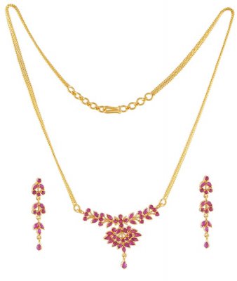 Gold Ruby Necklace Set (22Kt Gold) - StPs4477 - 22Kt Gold Ruby Necklace ...