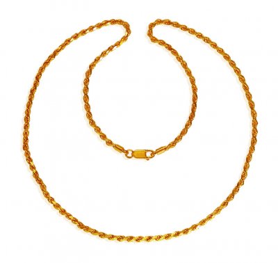 22 Kt Gold Rope Chain (20 Inch) - ChPl20160 - 22K Gold 20 Inches long ...