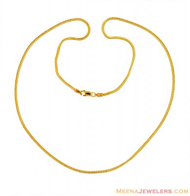 Foxtail Chain (22 inches) 22K Gold - chpl13234 - 22K Gold Fancy Foxtail ...