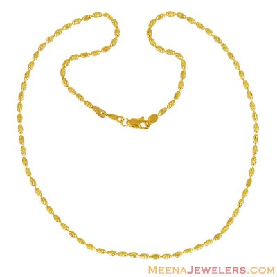 22k Fancy Rice Chain (18 Inch) - ChFc11894 - 22Kt yellow Gold fancy ...