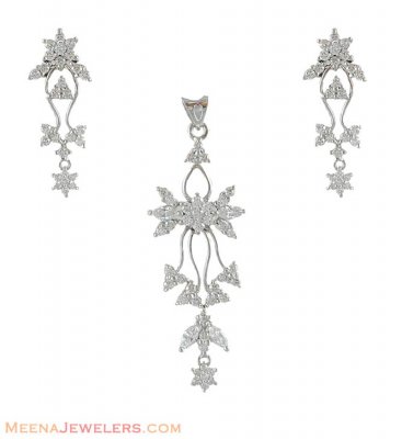 White Gold Pendant Set With Signity - PsWg5020 - 18K White Gold long ...