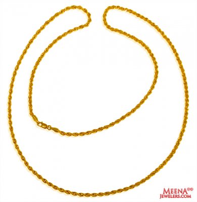 22 Kt Rope Gold Chain 22 Inches - ChPl24933 - 22 Kt Gold Hollow Rope ...