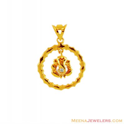 22k Ganesh Locket in Circular Frame - PeGa16276 - 22k Lord Ganesh ...