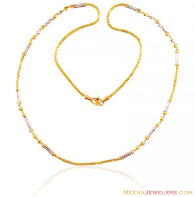 22k Fancy Gold Two Tone Chain - chfc15477 - 22K Gold chain teemed ...