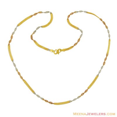 Gold 3 Tone Chain (18 Inches) - ChFc11817 - 22k gold ladies twisted ...