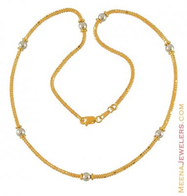 Fancy two tone chain (18 inches) - ChFc6845 - 22Kt Gold Fancy 2 tone ...