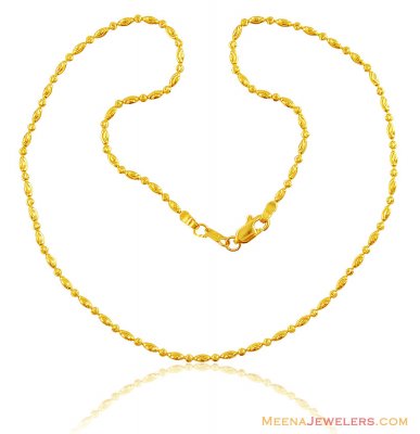 Indian Gold Rice balls 22K Chain - ChFc14667 - 22K rice balls chain ...