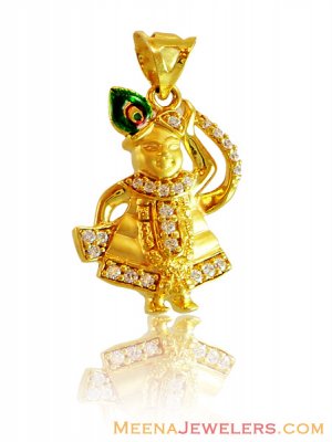 22k Lord Shinathji Pendant - PeKr14608 - 22k Gold religious Krishna ...