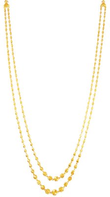 22K22K Gold Two Layers Balls Chain chfc21603 22K Gold chain for ladies. Chain is designed in two layers style with beaded gold balls crafted in a