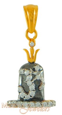 22kt Shiva Lingam pendant with OM - PeSl3502 - 22kt Shiva Lingam ...